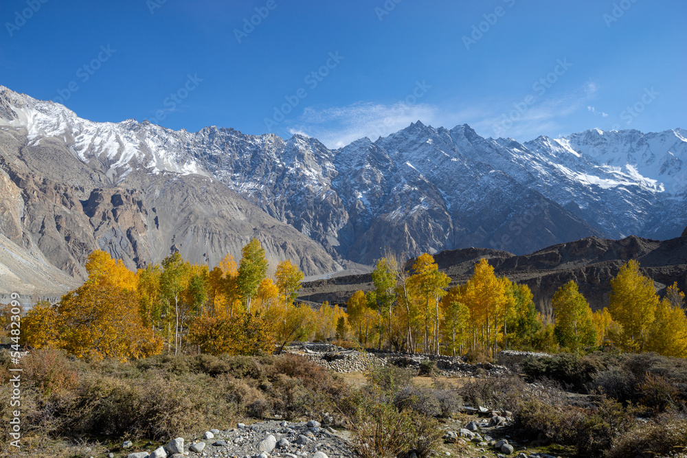 Autumn view of Passu Cones in the Gilgit Baltistan region of northern ...