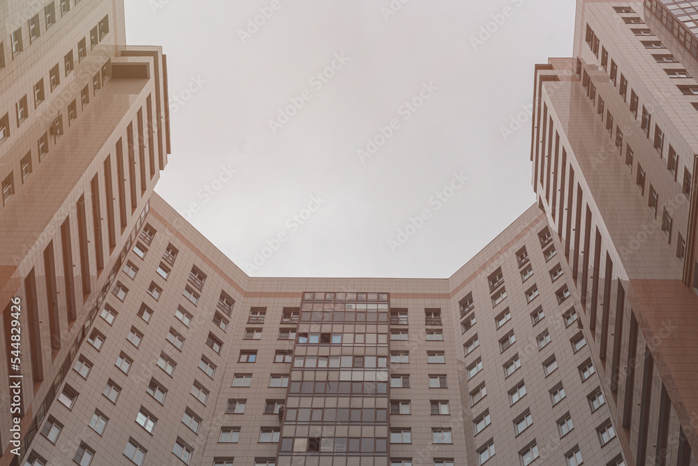 Modern multi-storey semi-circular house. Modern multi-storey house with ...