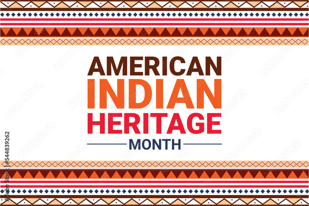 American Indian Heritage Month Background vector in traditional border ...