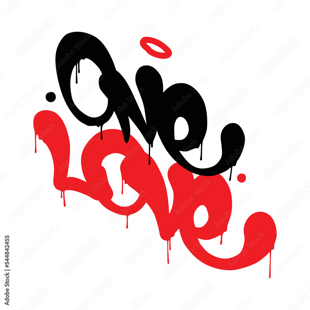 ONE LOVE.hip hop letters in graffiti style.vector illustration ...