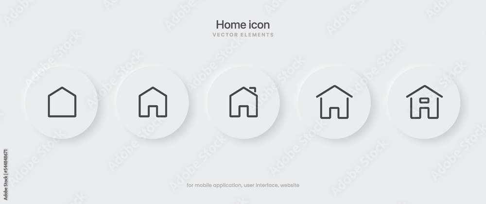 3d minimal modern home, homepage, base, main page, house push button ...