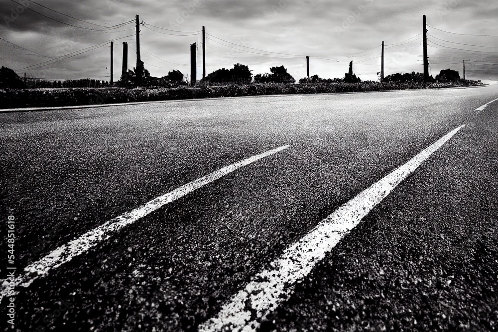 Old asphalt road cracks, splits, fracture and dividing line abstract ...