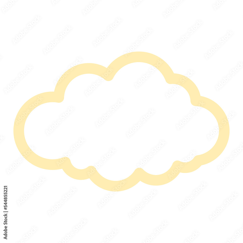 Simple cloud outline illustration in cream color for design element ...