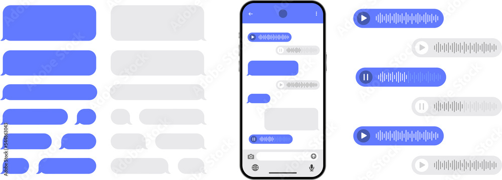 Messenger chat screen. SmartPhone chatting sms template bubbles. SMS ...