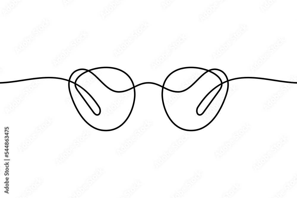 Vecteur Stock Glasses In Continuous Line Art Drawing Style Front View Of Eyeglasses Minimalist