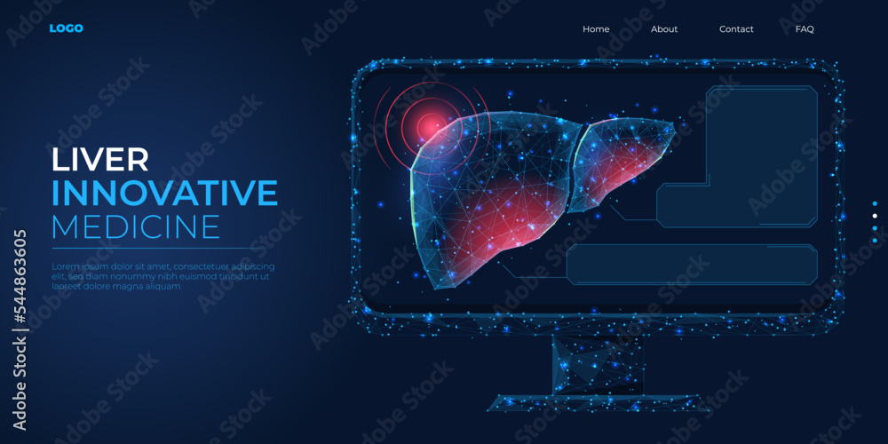 Digital 3d low poly model of the human liver. Concept for the treatment ...