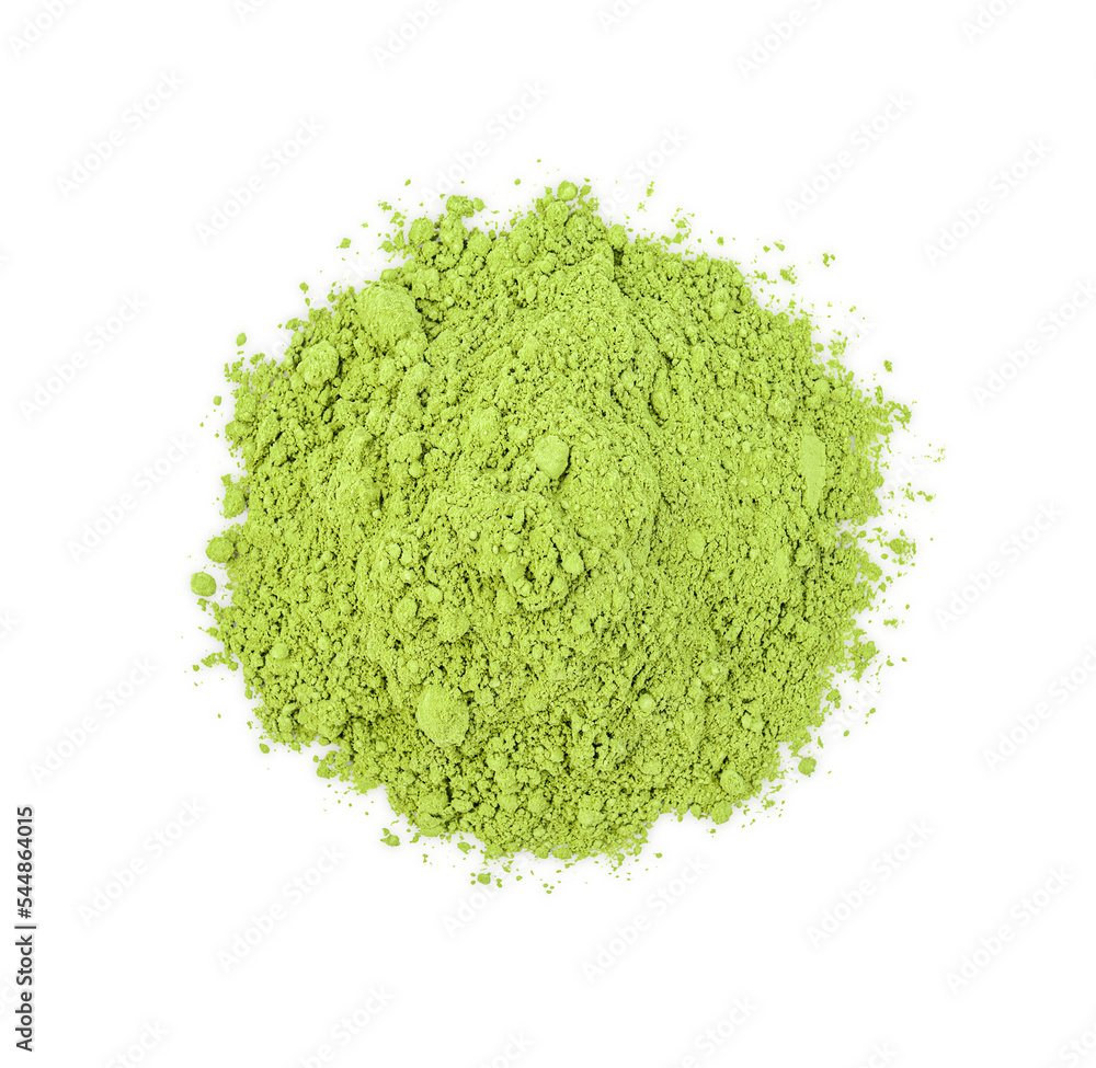 Powder green tea isolation on transparent background. (.PNG). Top view ...