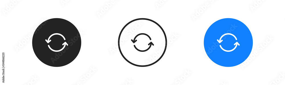 Repeat icon on white background. Recycling, repetition arrow in blue ...