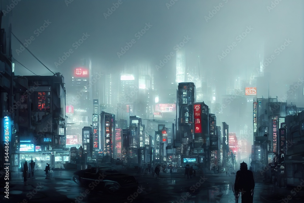 Cyberpunk japanese streets, asian street illustration, futuristic city ...
