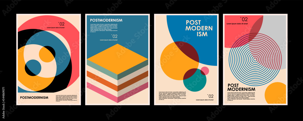 Artworks, posters inspired postmodern of vector abstract dynamic ...