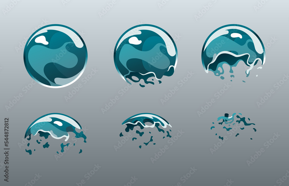 Stockillustratie Soap bubble animation. Ball chemical or water ...