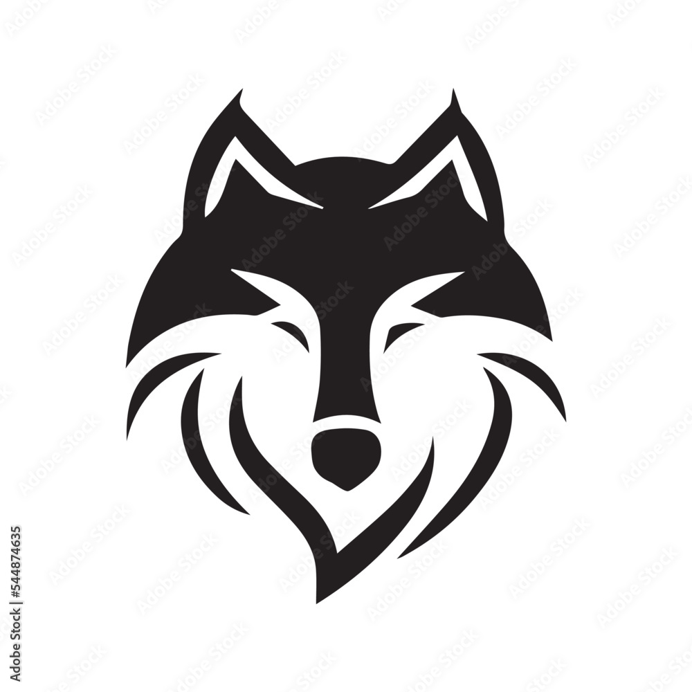 Vecteur Stock Wolf logo. Black and white, minimal clean modern dog ...
