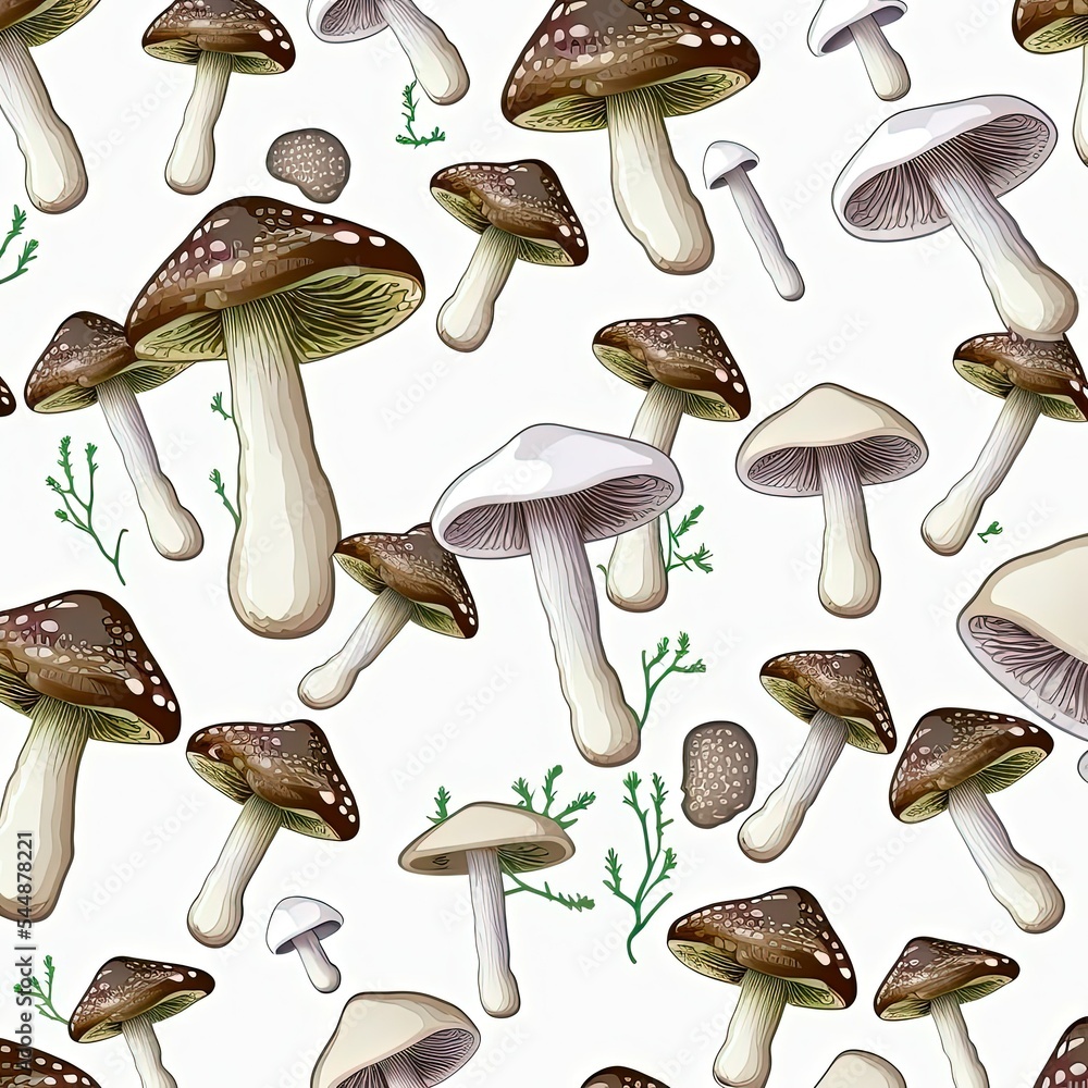 Mushrooms background, mushrooms assortment wallpaper art. Stock ...