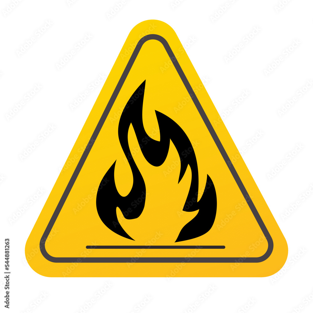 Flammable Liquid, substance yellow triangle symbol, sign isolated on ...