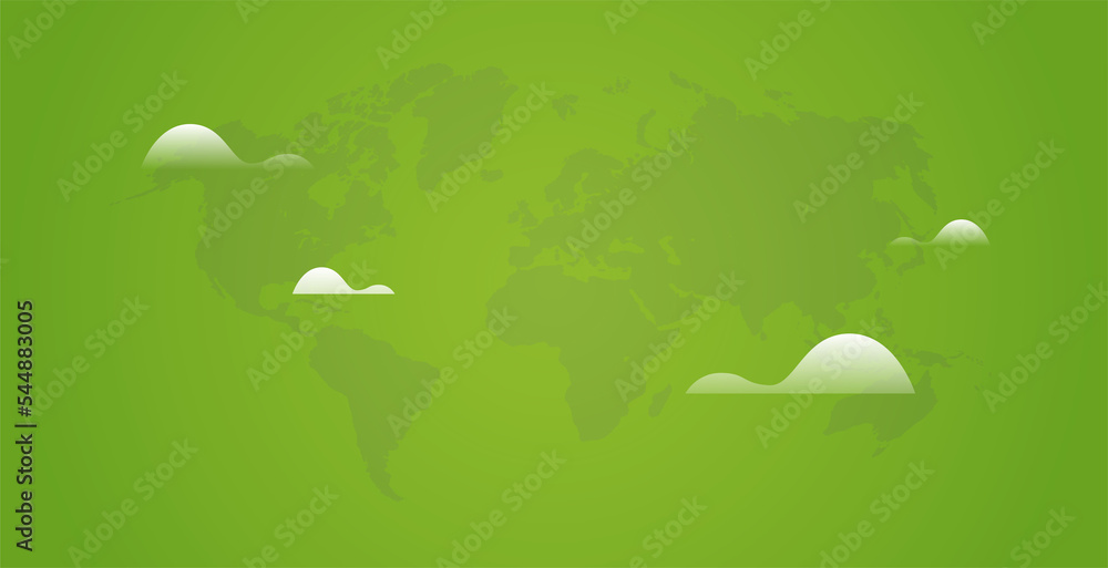 World map and horizontal earth planet concept flat illustration. Stock ...