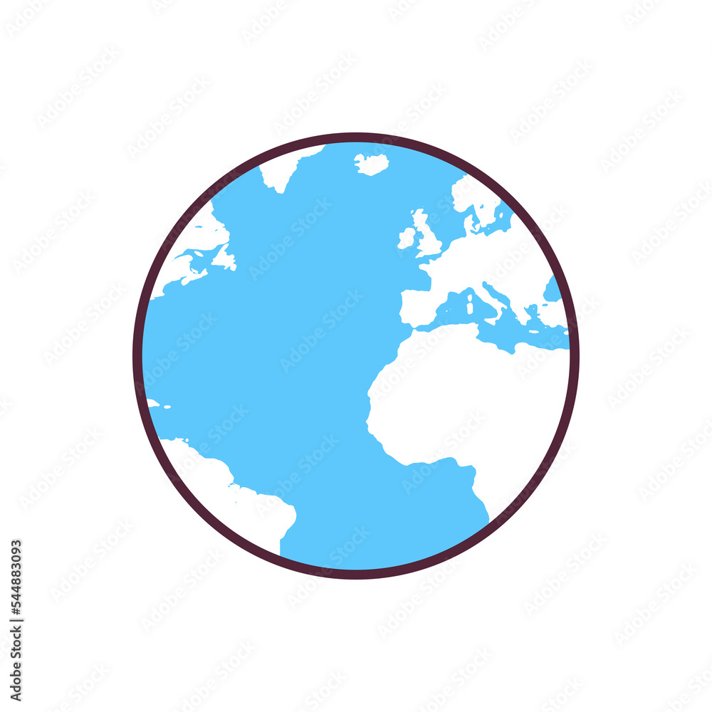 World map and horizontal earth planet concept flat illustration. Stock ...