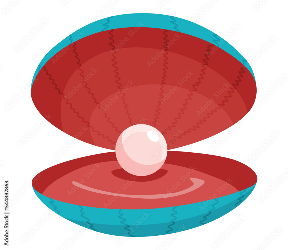 Pearl in seashell. Open seashels scallop and pearl shell icon ...