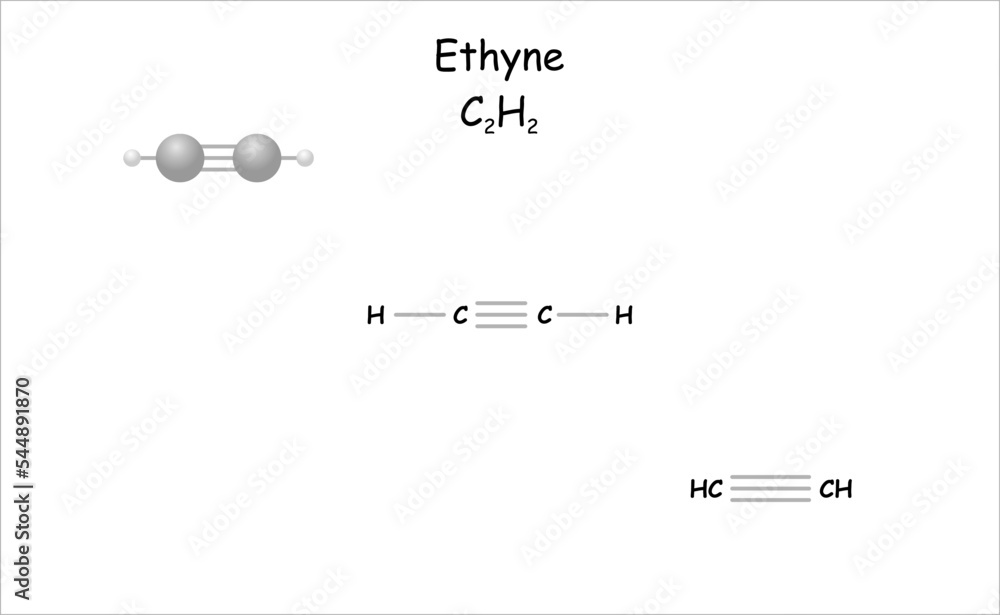 Stylized molecule 2D model/structural formula of ethyne. Stock Vector ...