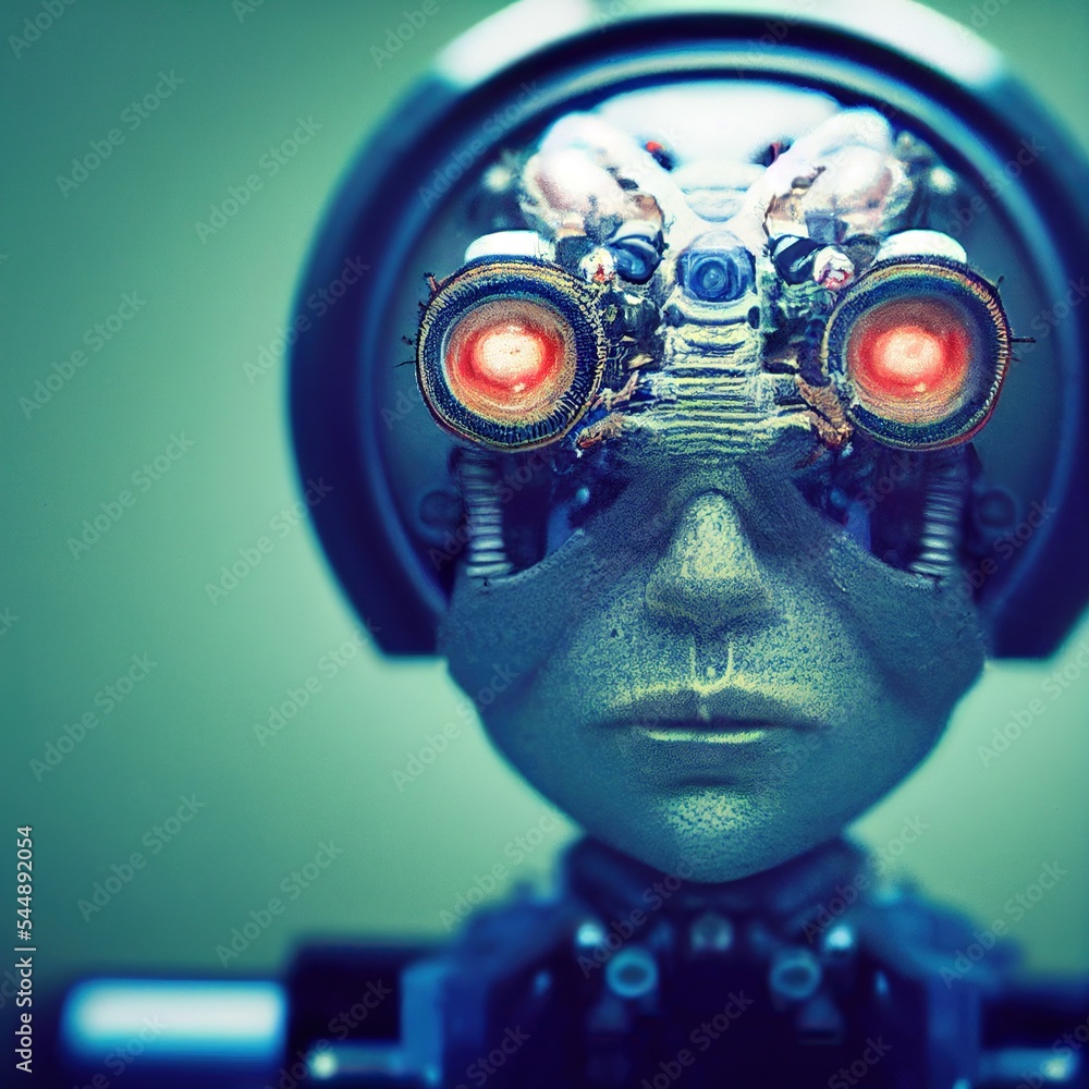 cyborg Humanoid robot stylized digital 3D illustration Original concept ...