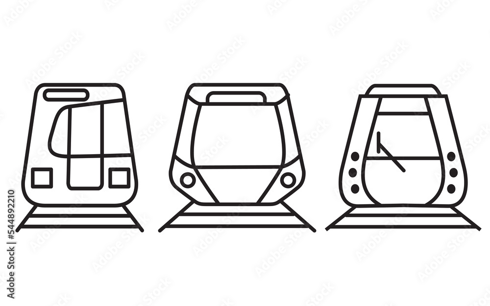 Subway train icon.Subway locomotive front view.Electric train outline ...