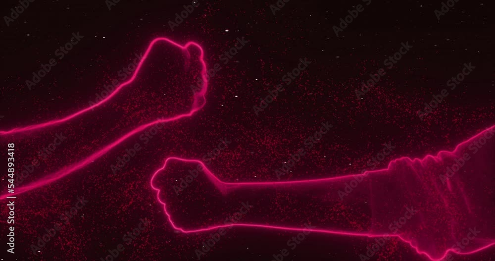 Two fists bumping best friend handshake in space among stars ...