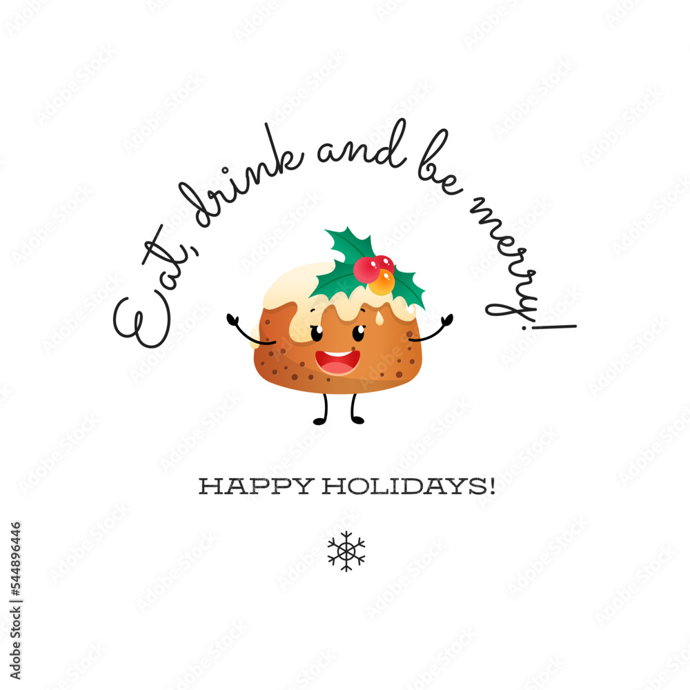 Vecteur Stock Eat, drink and be merry card template. Happy Holidays ...