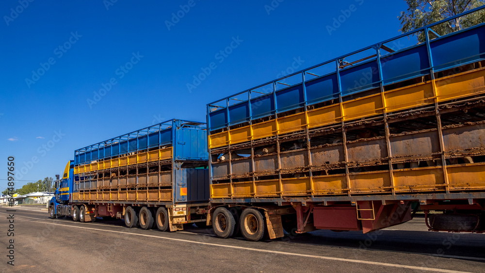 Transport of farm animals by road train across the Australian continent ...