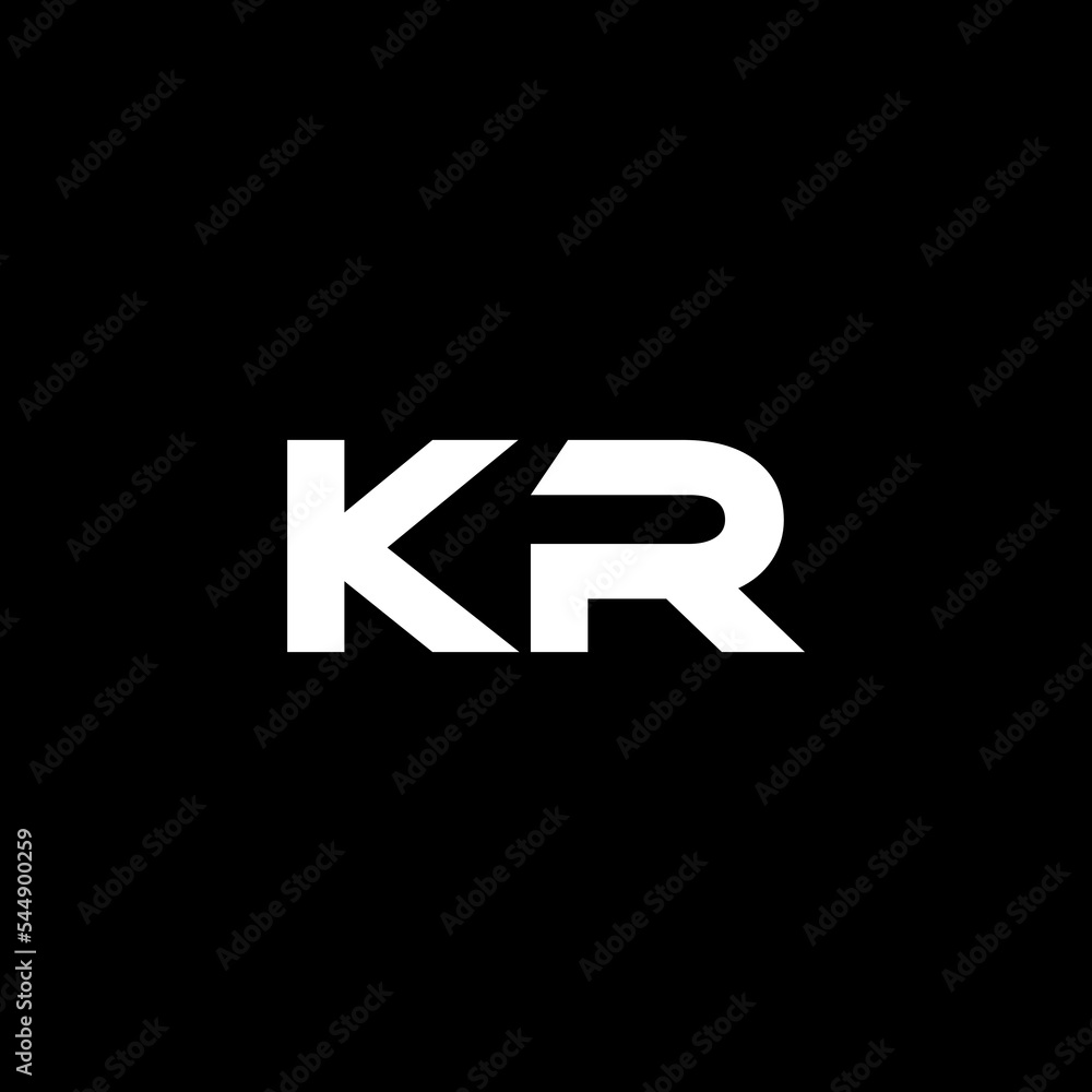 KR letter logo design with black background in illustrator, vector logo ...