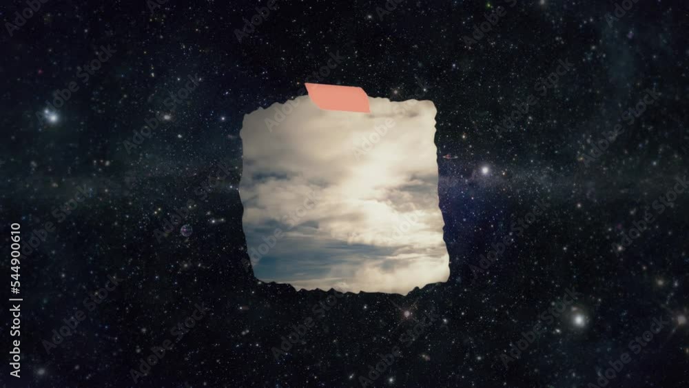 Vidéo Stock Sky Note Hanging Deep Space Motion Background. Surreal ...