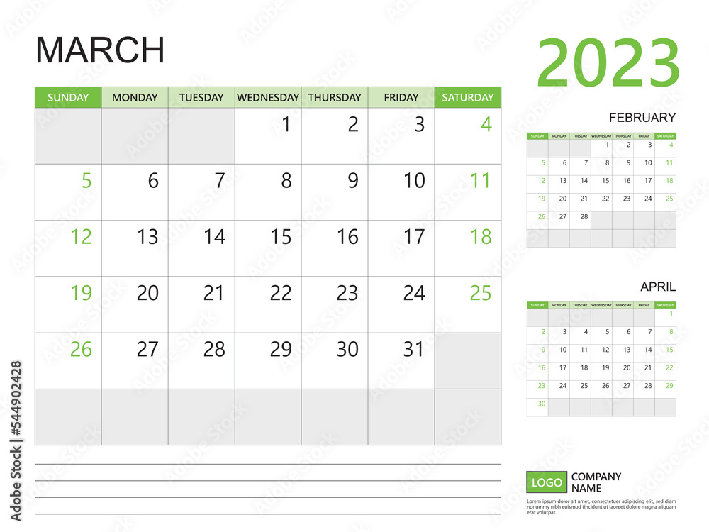 March 2023 year, Calendar planner 2023 template, week start on Sunday ...