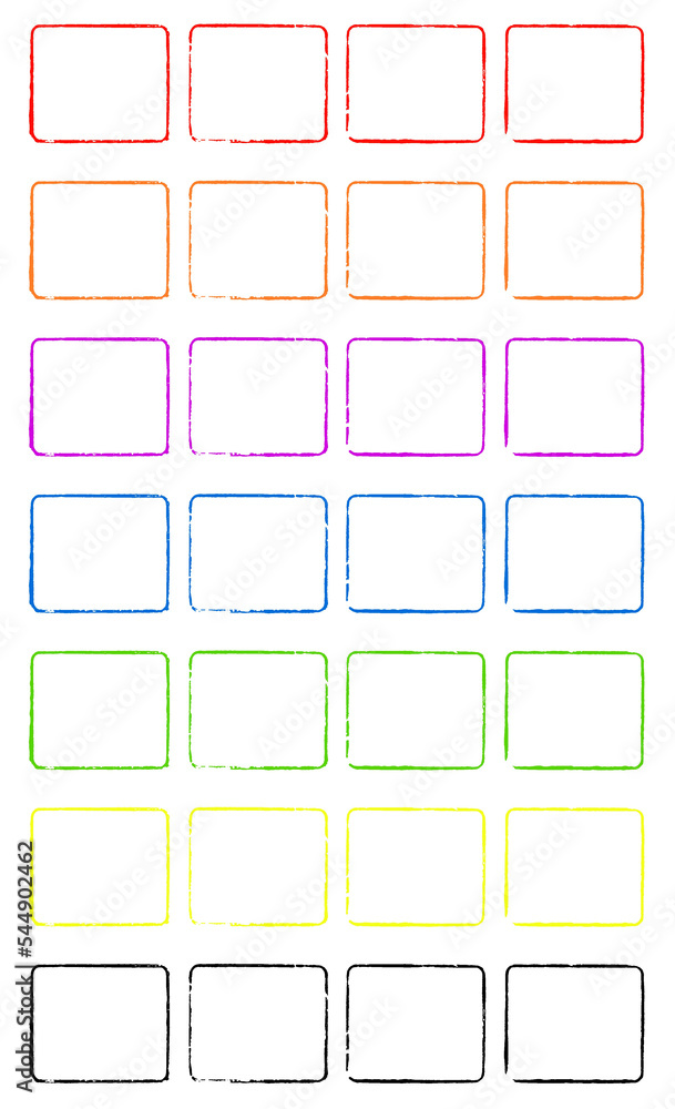 4 Stempel Rahmen in 7 Farben als Umrandung Stock Illustration | Adobe Stock