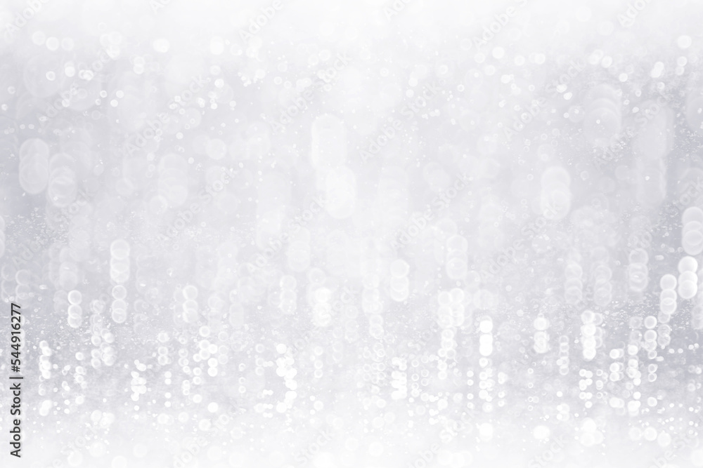 Abstract white sparkle glam snow crystal background or silver glitter ...