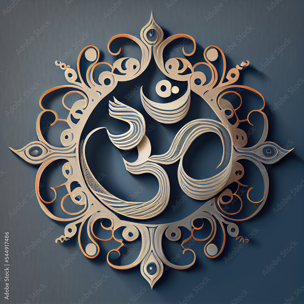 om symbol, paper cut art, 3d, digital art, high detailed, spiritual ...