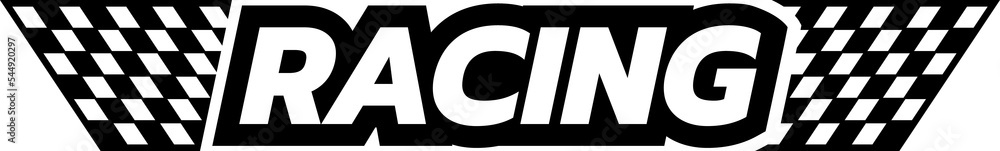Black racing wings logo on white background. Checkered flag racing ...