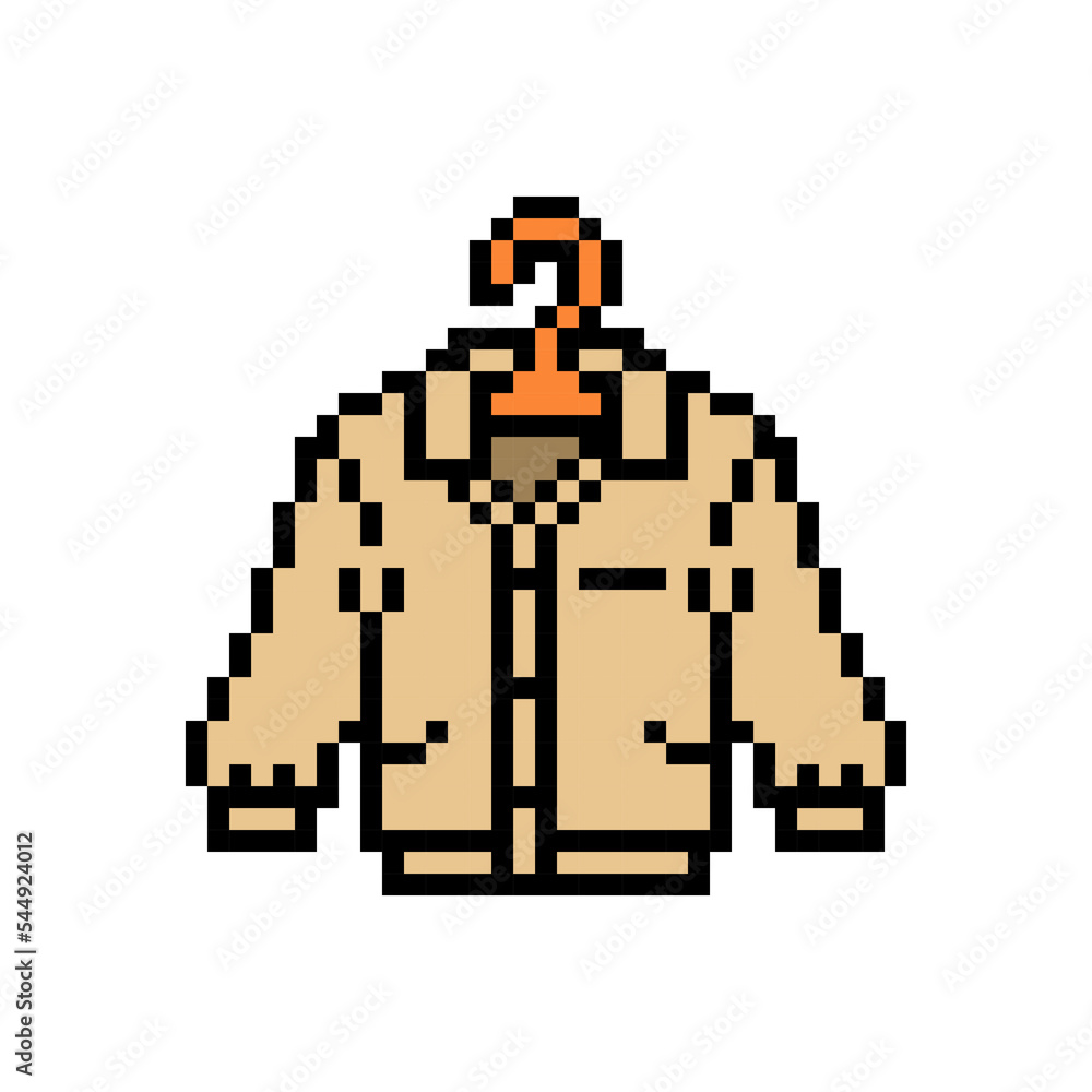 Pixel art sandy beige jacket on a hanger isolated on white background ...