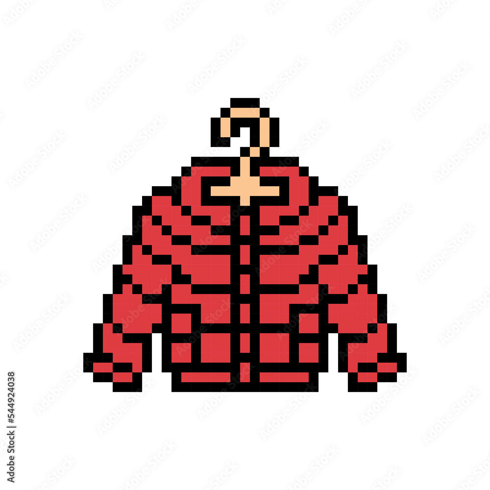 Vecteur Stock Pixel art short red puffer jacket or a down jacket on a ...