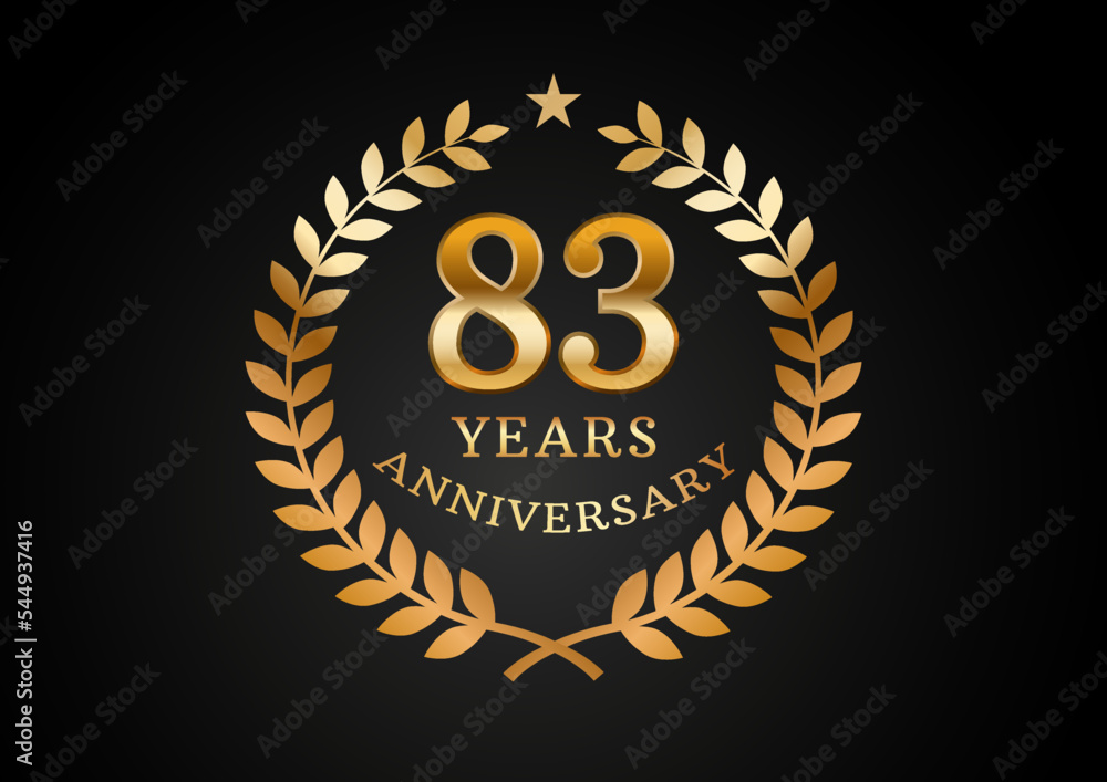 Vector graphic of Anniversary celebration background. 83 years golden ...
