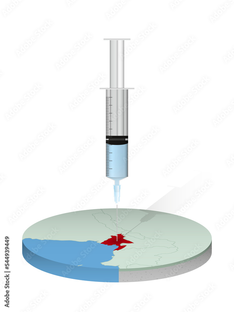 Vaccination of Bangladesh, injection of a syringe into a map of ...