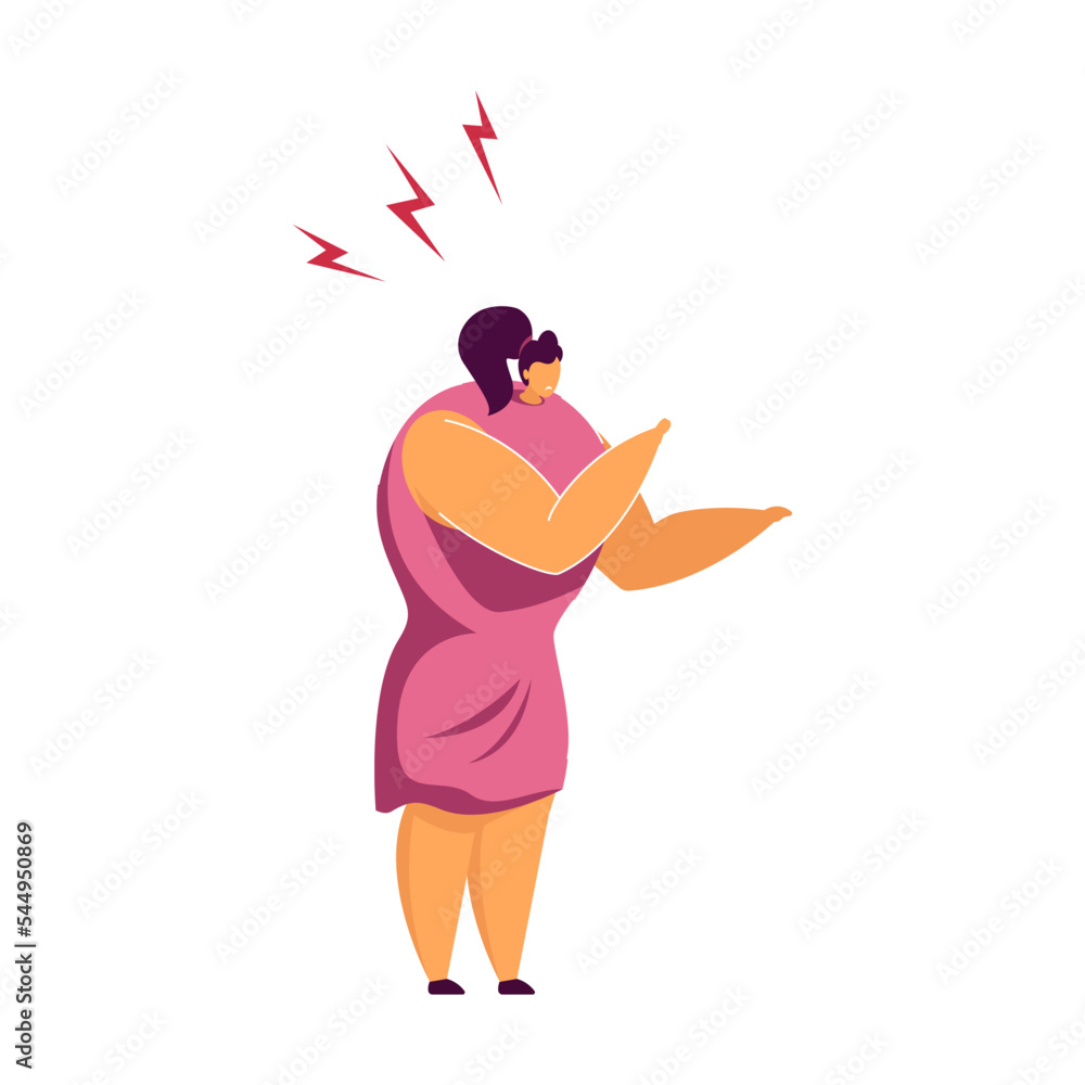 Woman arguing in living room. Flat vector illustration. Angry wife ...
