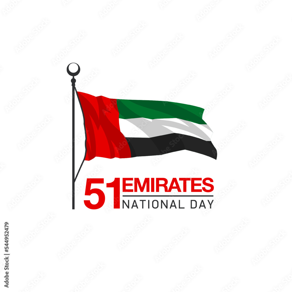 Fifty one UAE national day, Spirit of the union. Banner with UAE state ...