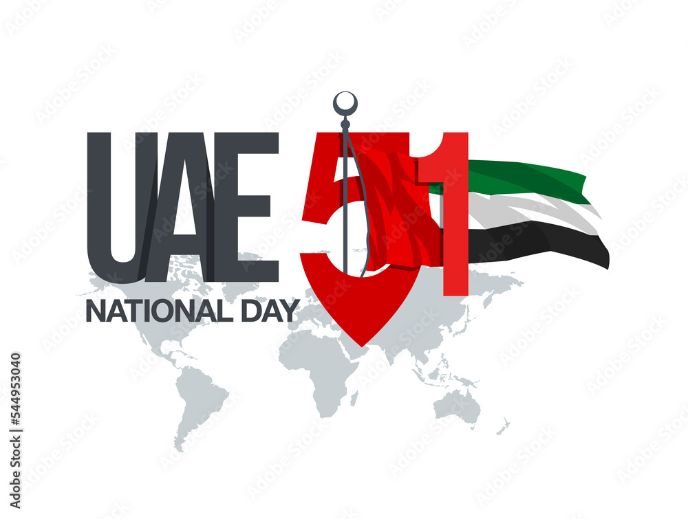 Fifty-one UAE national day, Spirit of the union. Point map banner with ...