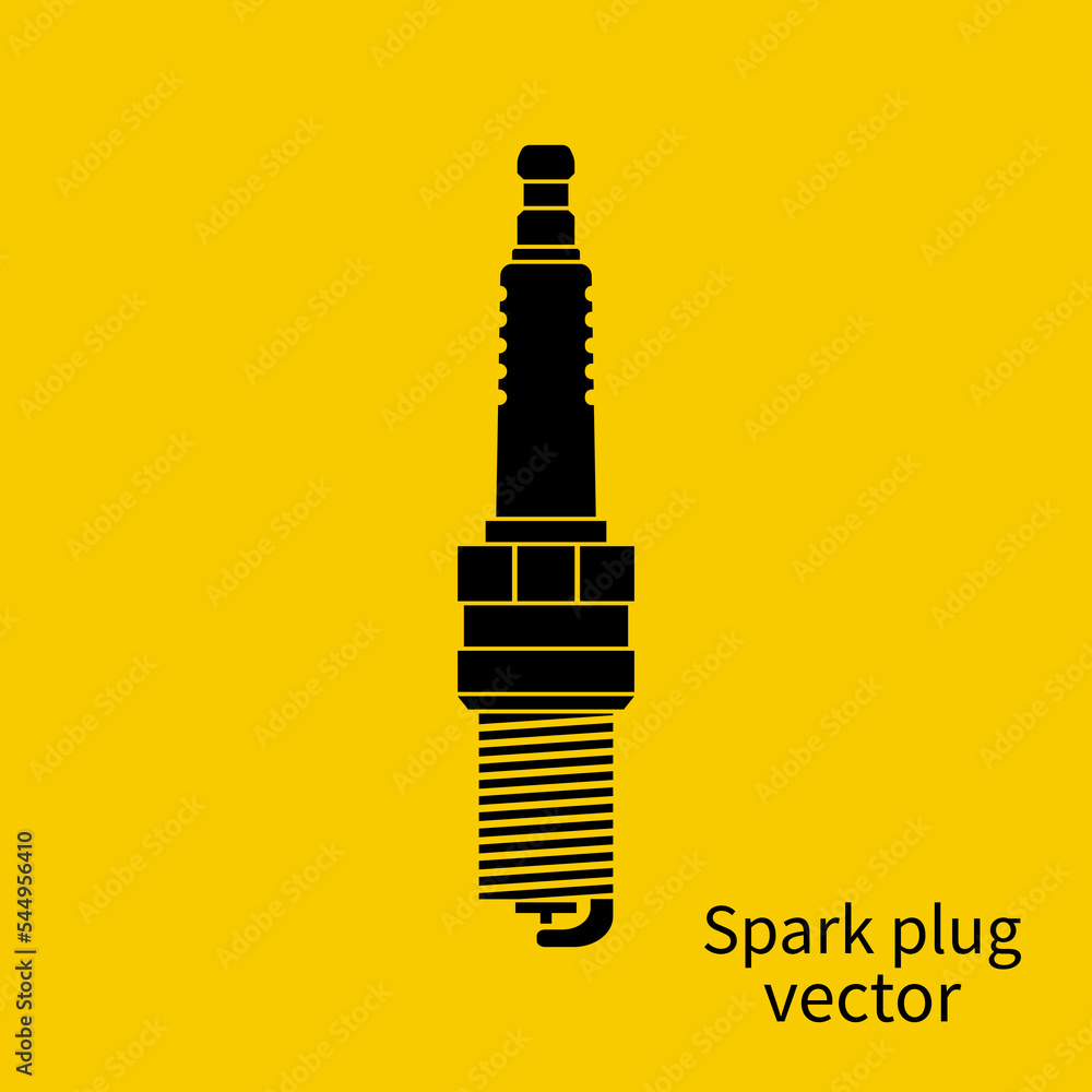 Spark plug icon. Spare cars. Engine parts. Vector illustration. Black ...