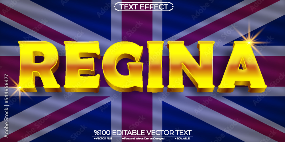 England Flag and Shiny Gold Regina Editable and Scalable Vector Text ...