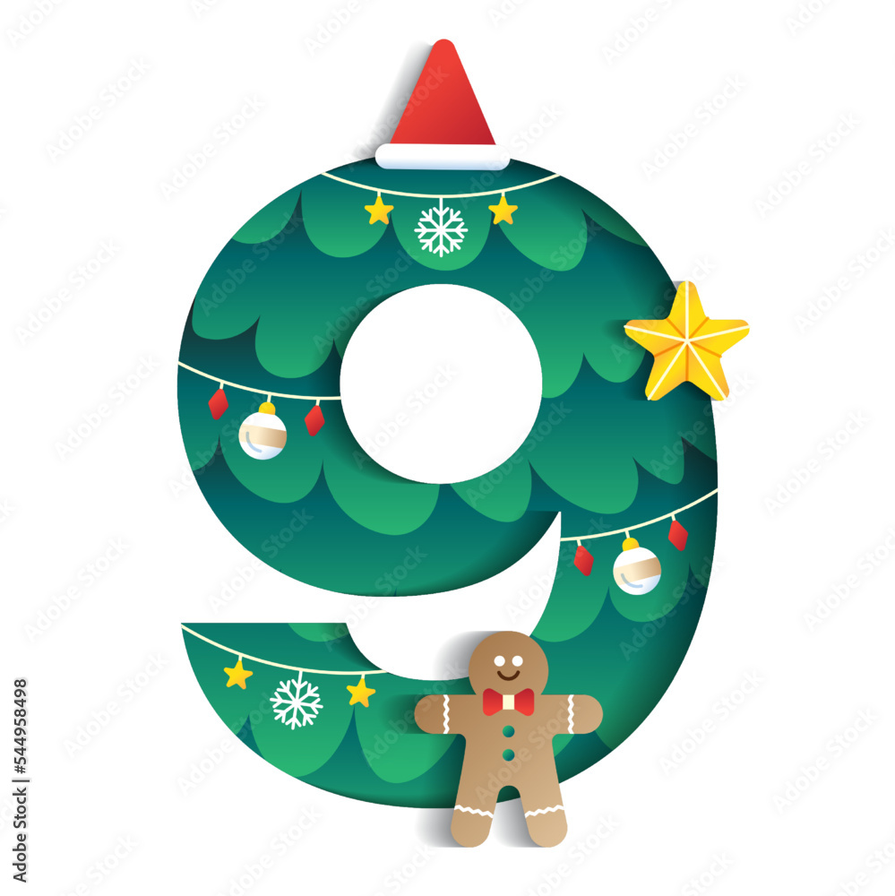 9 Numeric Number Alphabet Cute Merry Christmas Concept Gingerbread ...