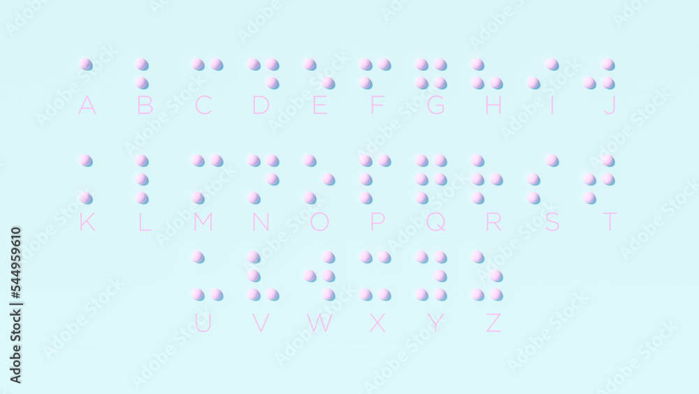 Braille alphabet Pink Blue Text System Symbol Formed out of Raised Dots ...