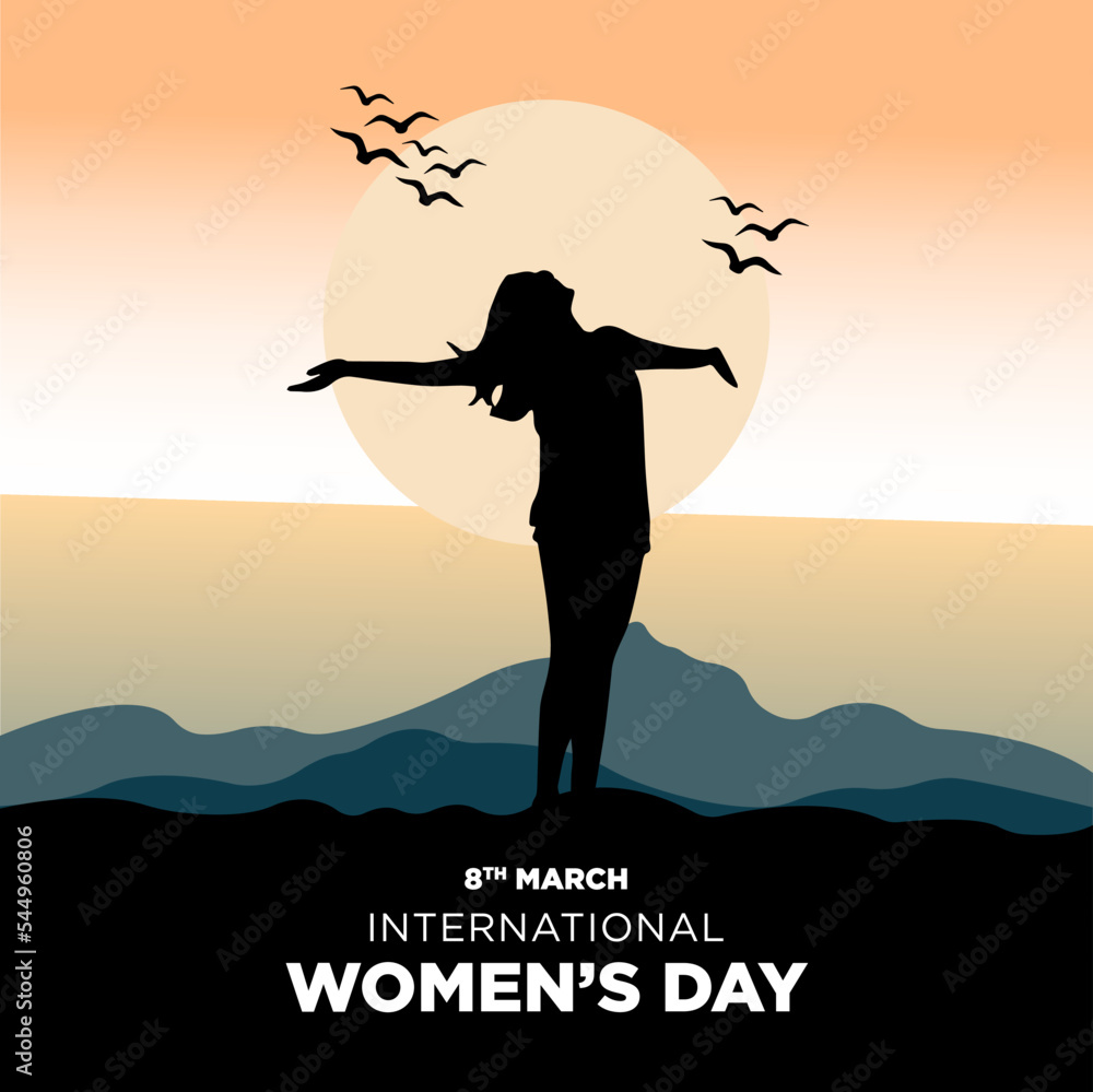 Women enjoying freedom, International women's day, vector illustrations ...