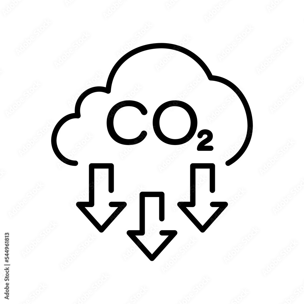 Atmosphere Contamination Line Icon. Reduction Greenhouse CO2 with Cloud ...