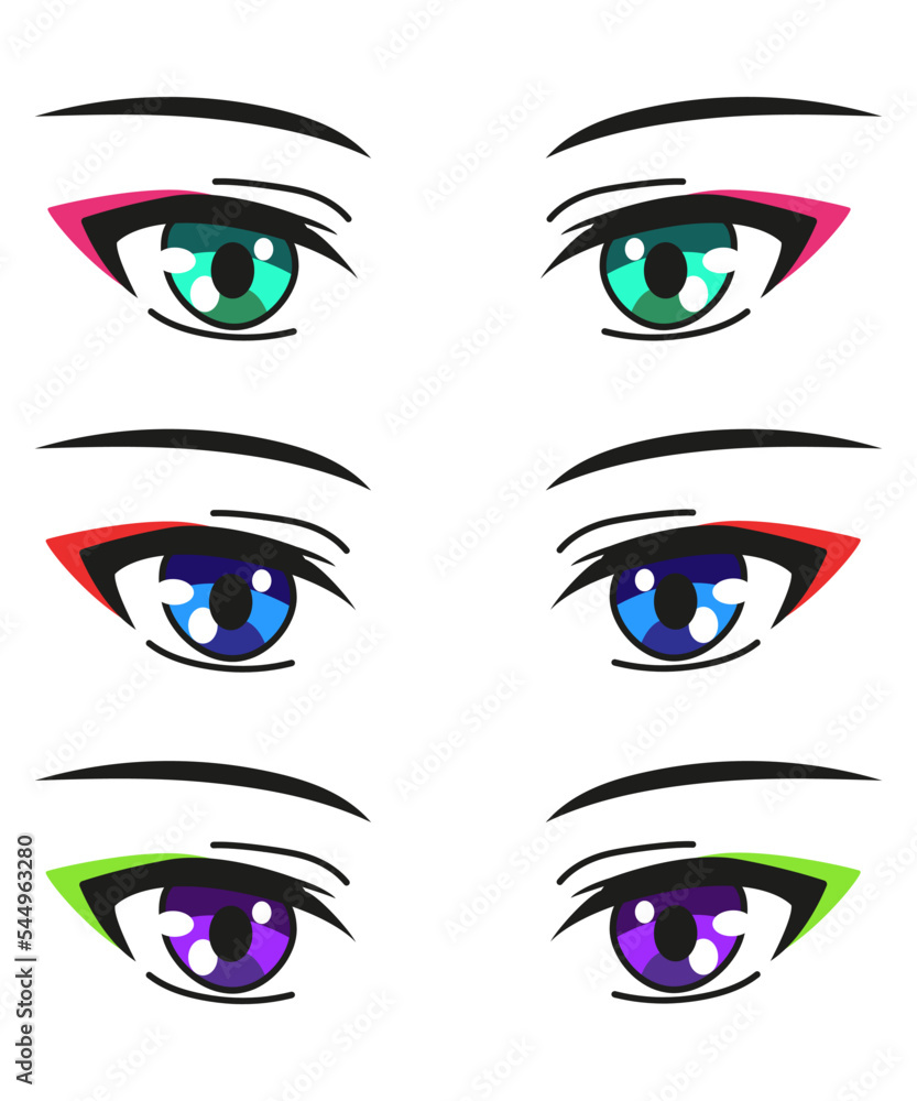 Set of cartoon manga anime eyes. Vector illustration art isolated on ...