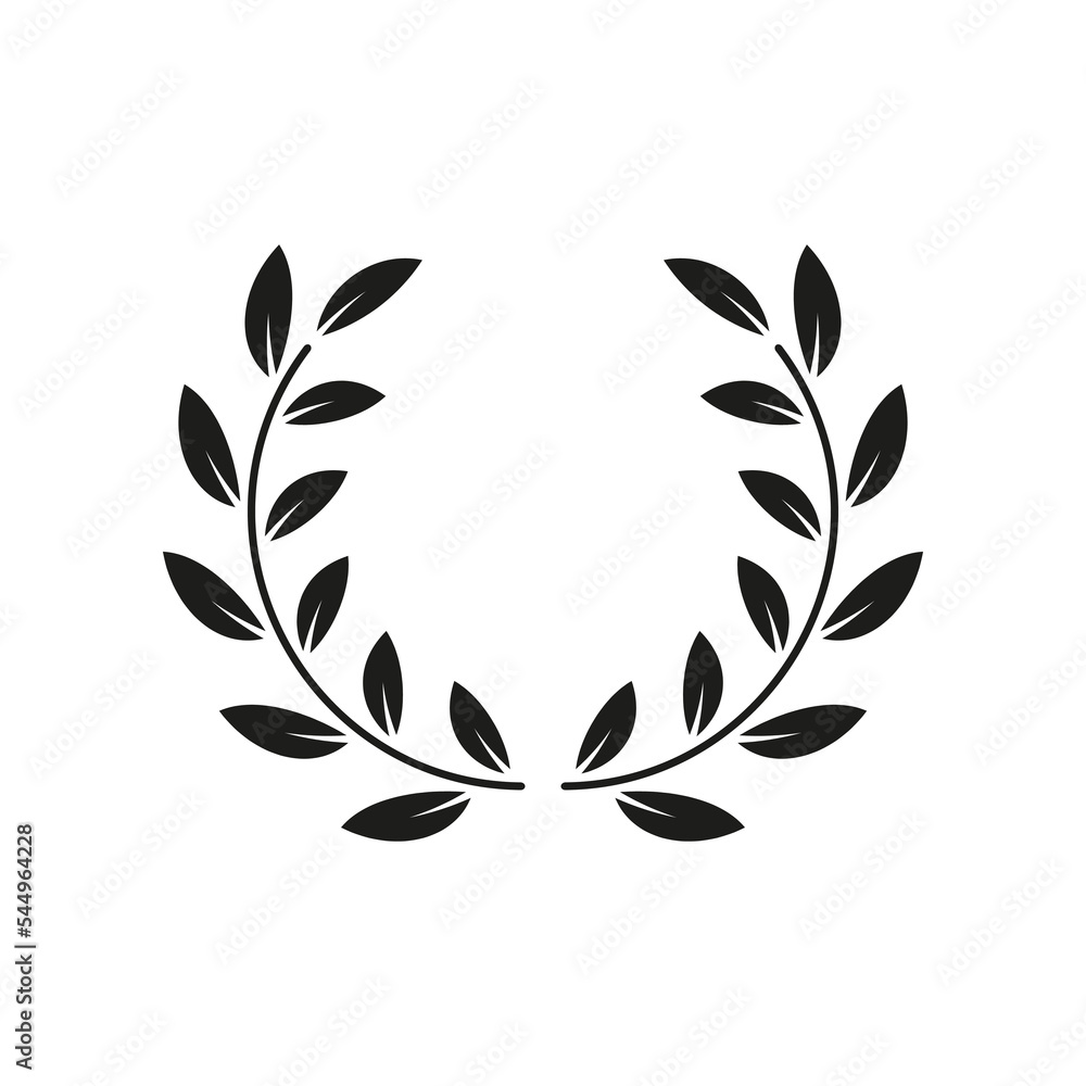 Laurel Wreath Reward Black Silhouette Icon. Olive Leaves Branch Trophy ...