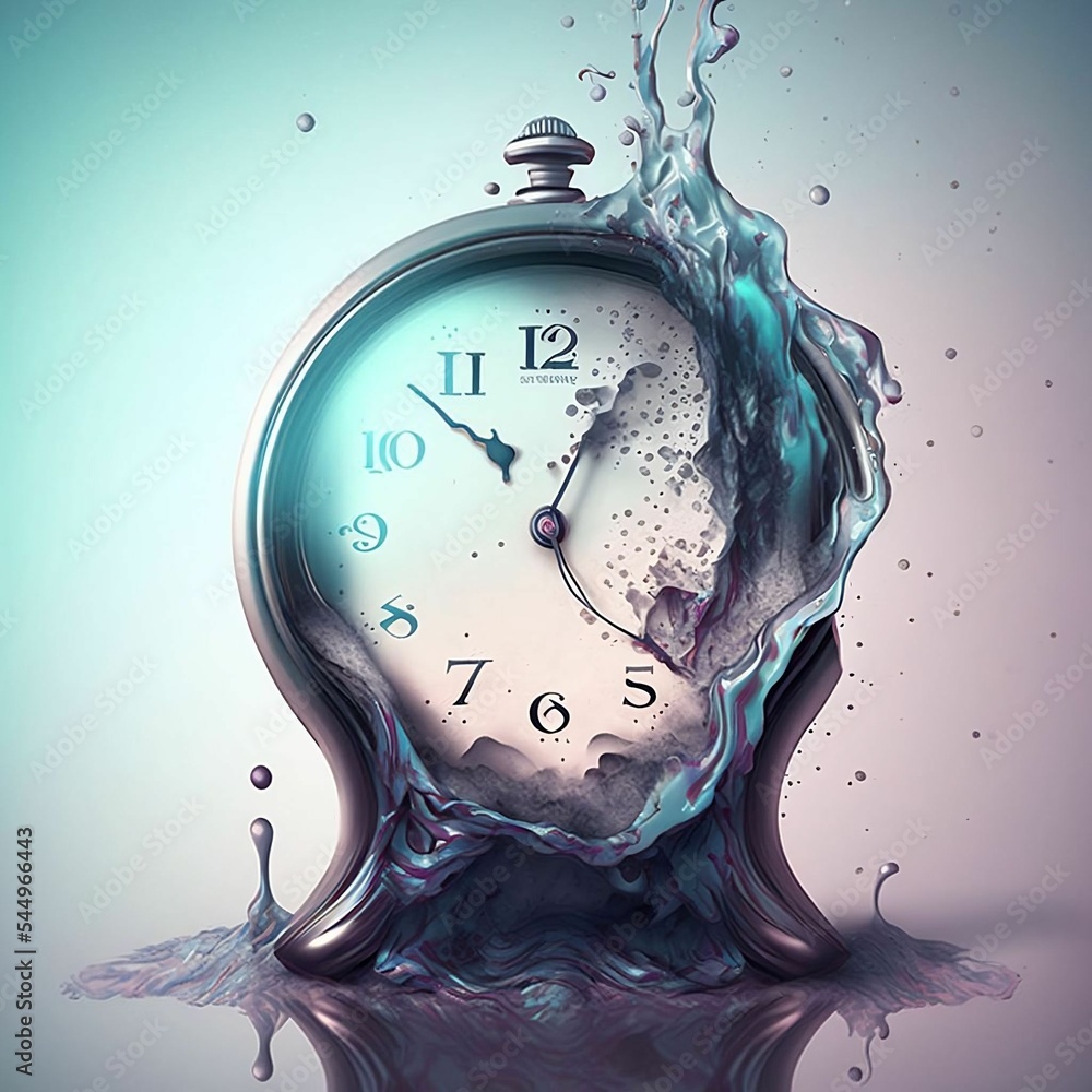 Clock Turned To Melting Splashing Liquid | Chaos Time Concept | Created ... Clock Turned To Melting Splashing Liquid | Chaos Time Concept | Created ...